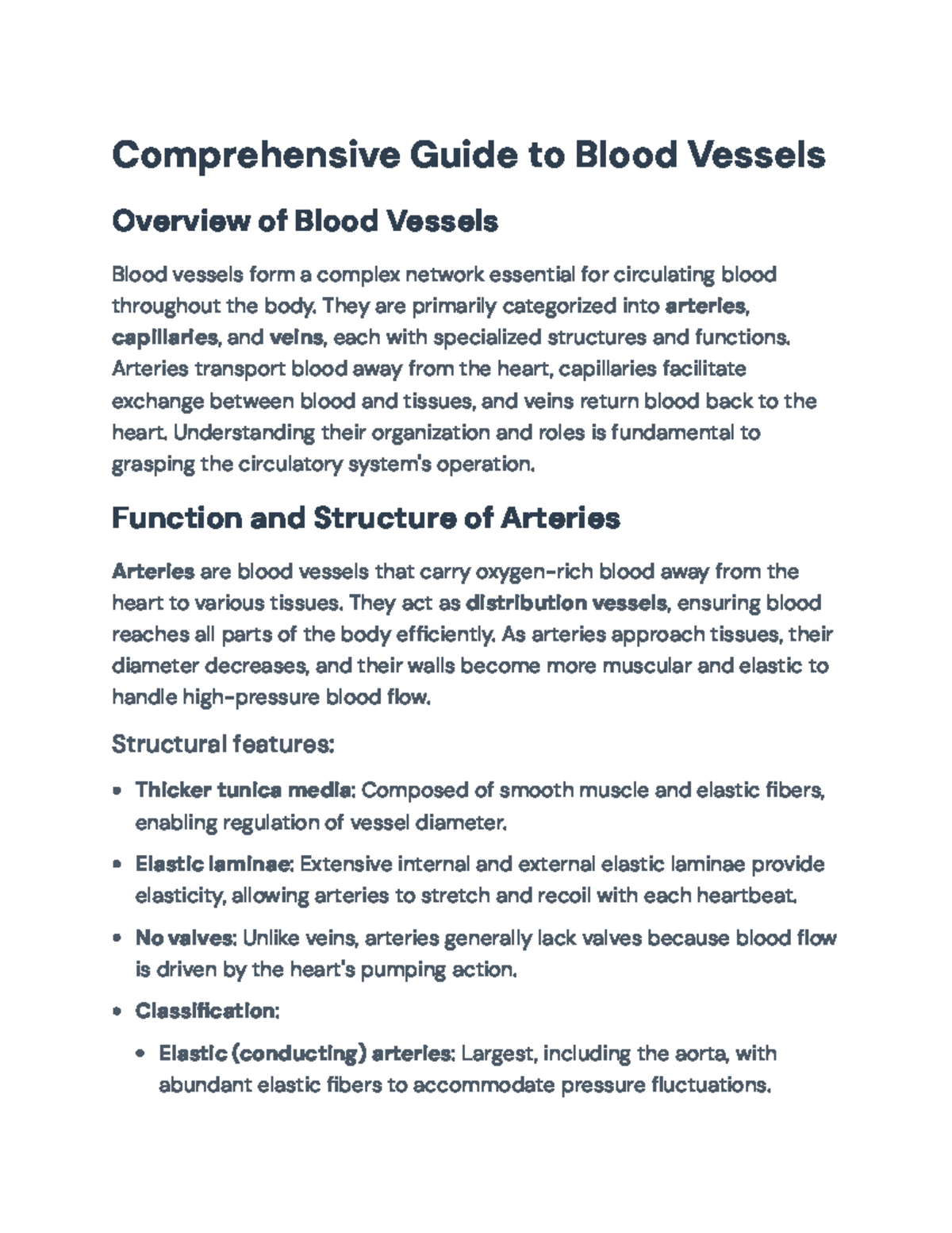 Comprehensive Overview of Blood Vessels: Structure & Function Insights ...