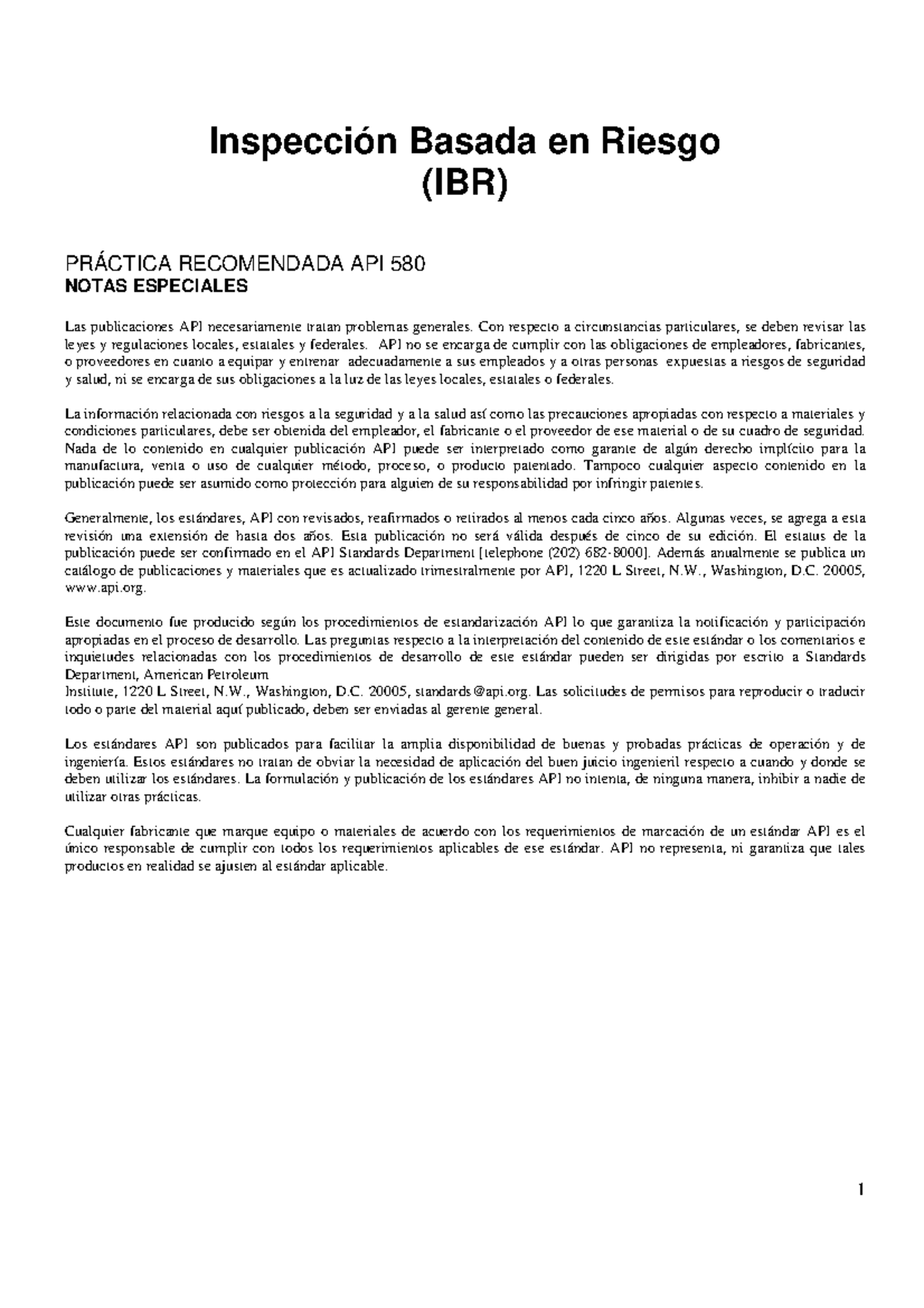API RP 580 Espanol - api 580 - Inspección Basada en Riesgo (IBR ...