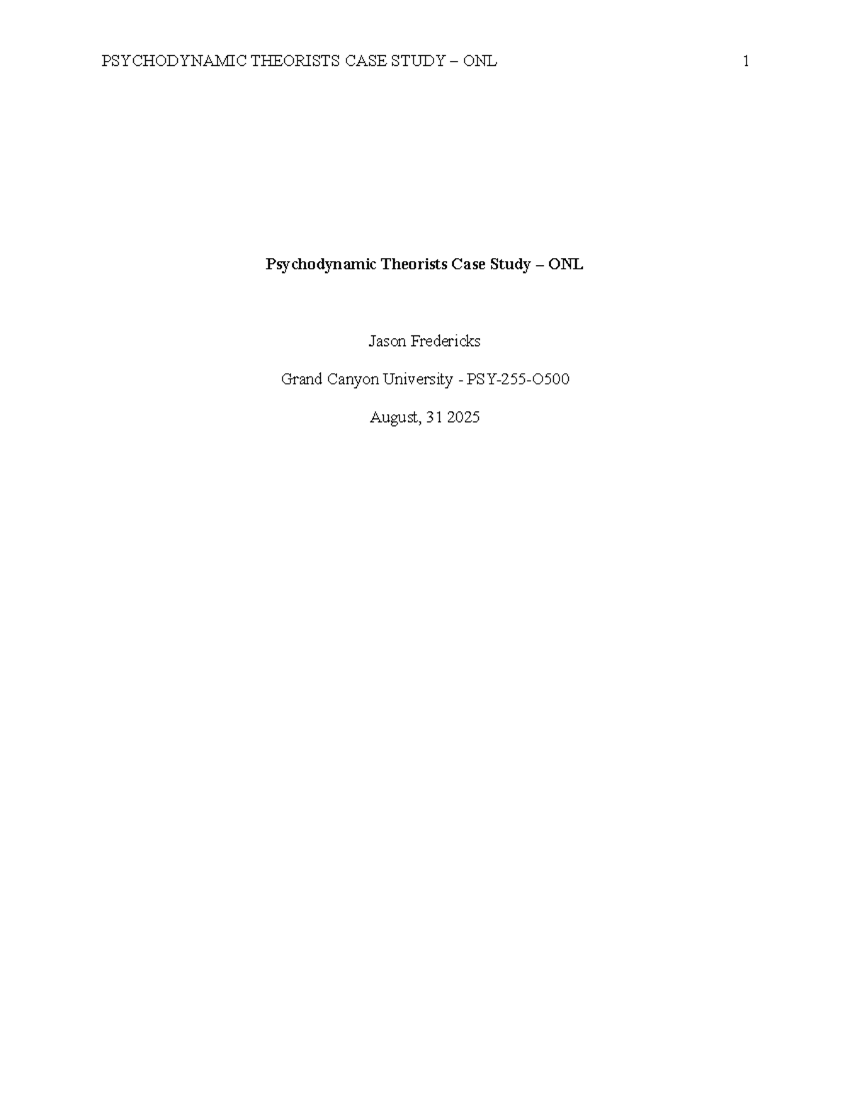 PSY 101 Psychodynamic Theorists Case Study: Batman's Psychological ...