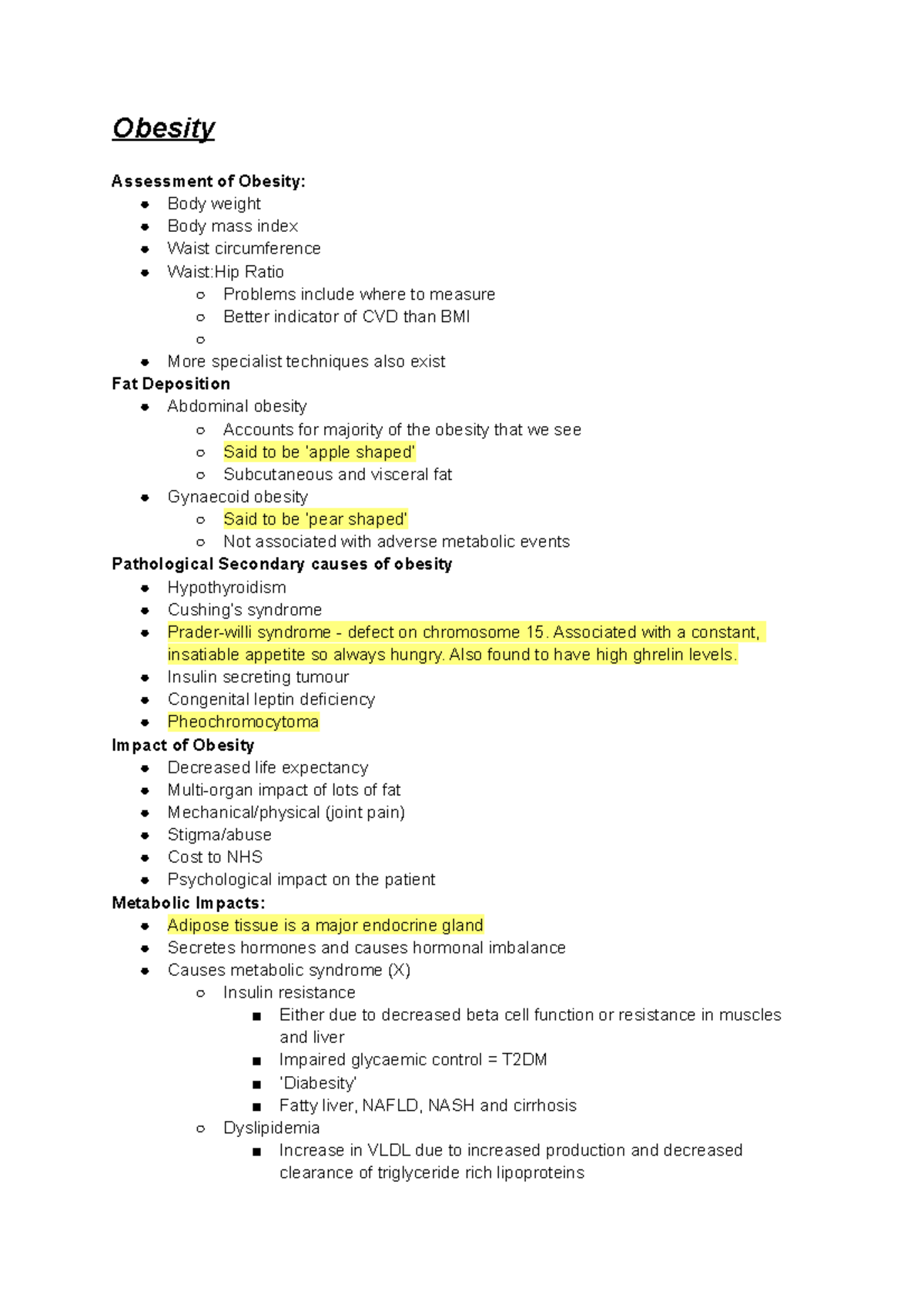 Obesity - Causes, Complications and Management - Obesity Assessment of ...