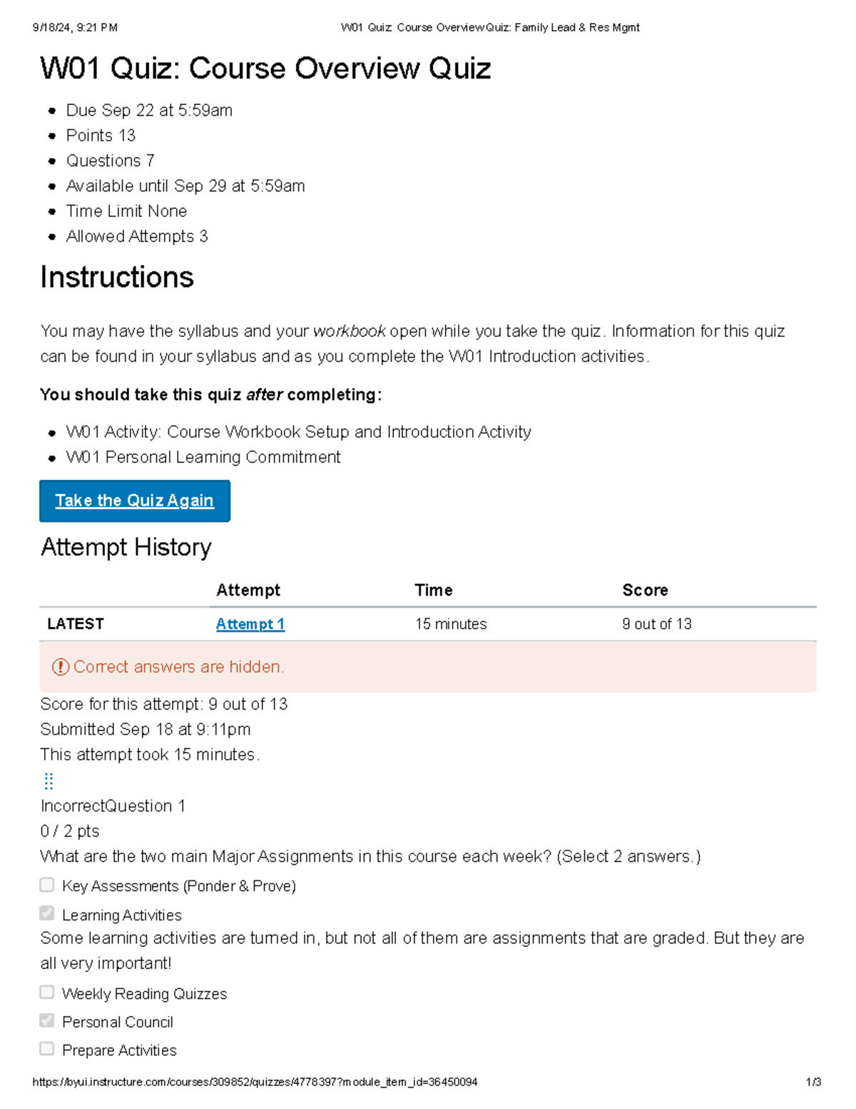 W01 Quiz: Overview of Family Leadership & Resource Management - Studocu