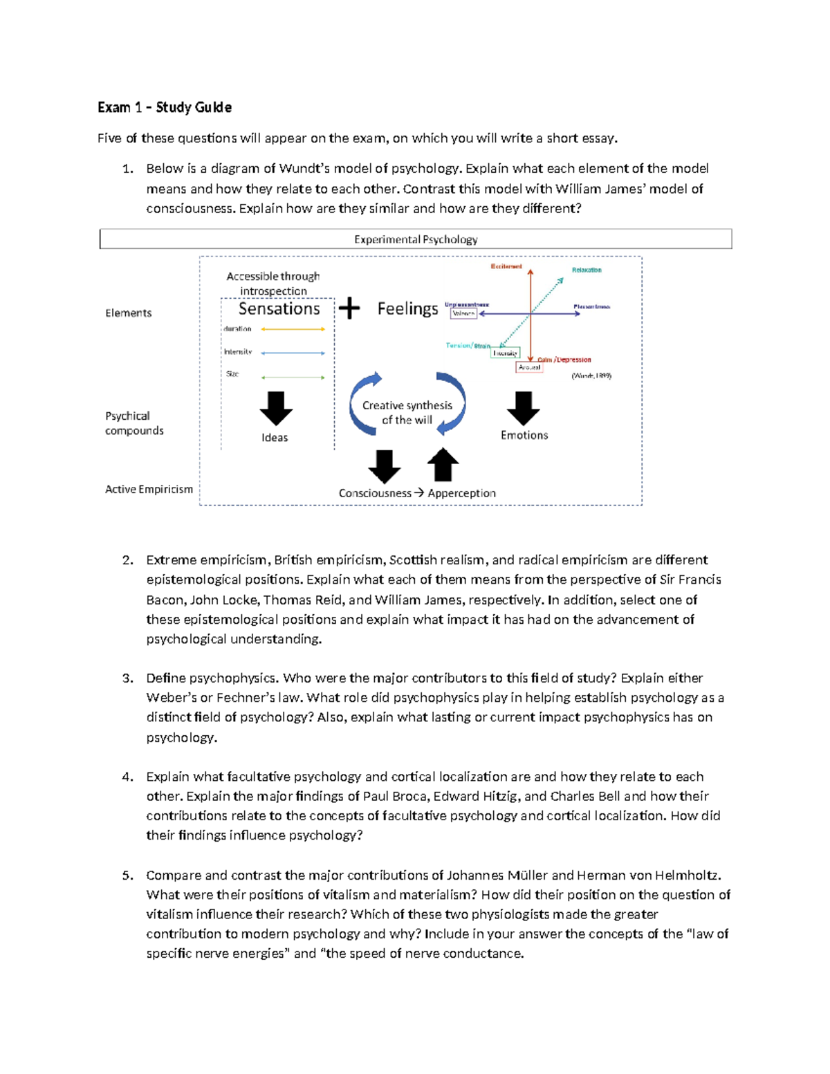 W2021 PSY 101 Exam 1 Study Guide: Key Concepts & Questions - Studocu