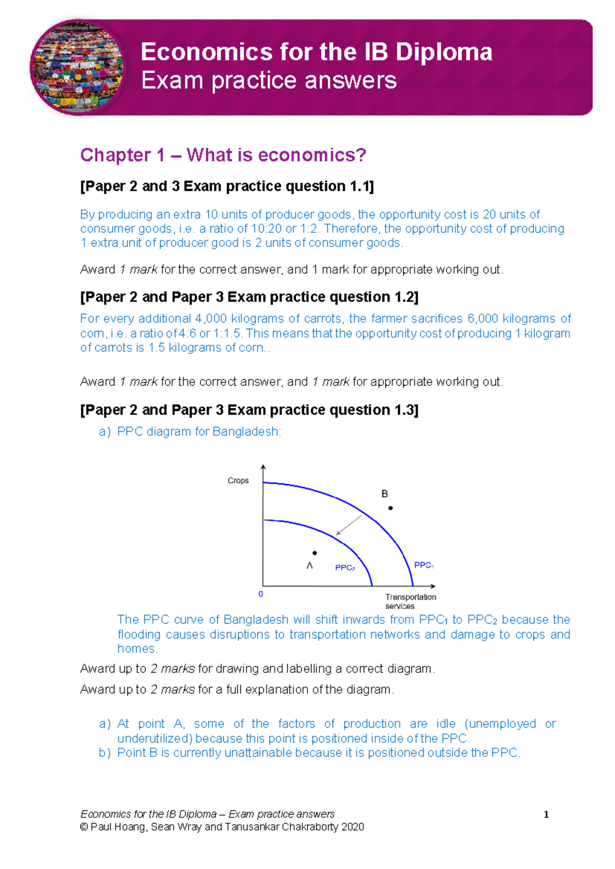 Economics for the IB Diploma Exam Practice Answers: Chapters 1-15 - Studocu