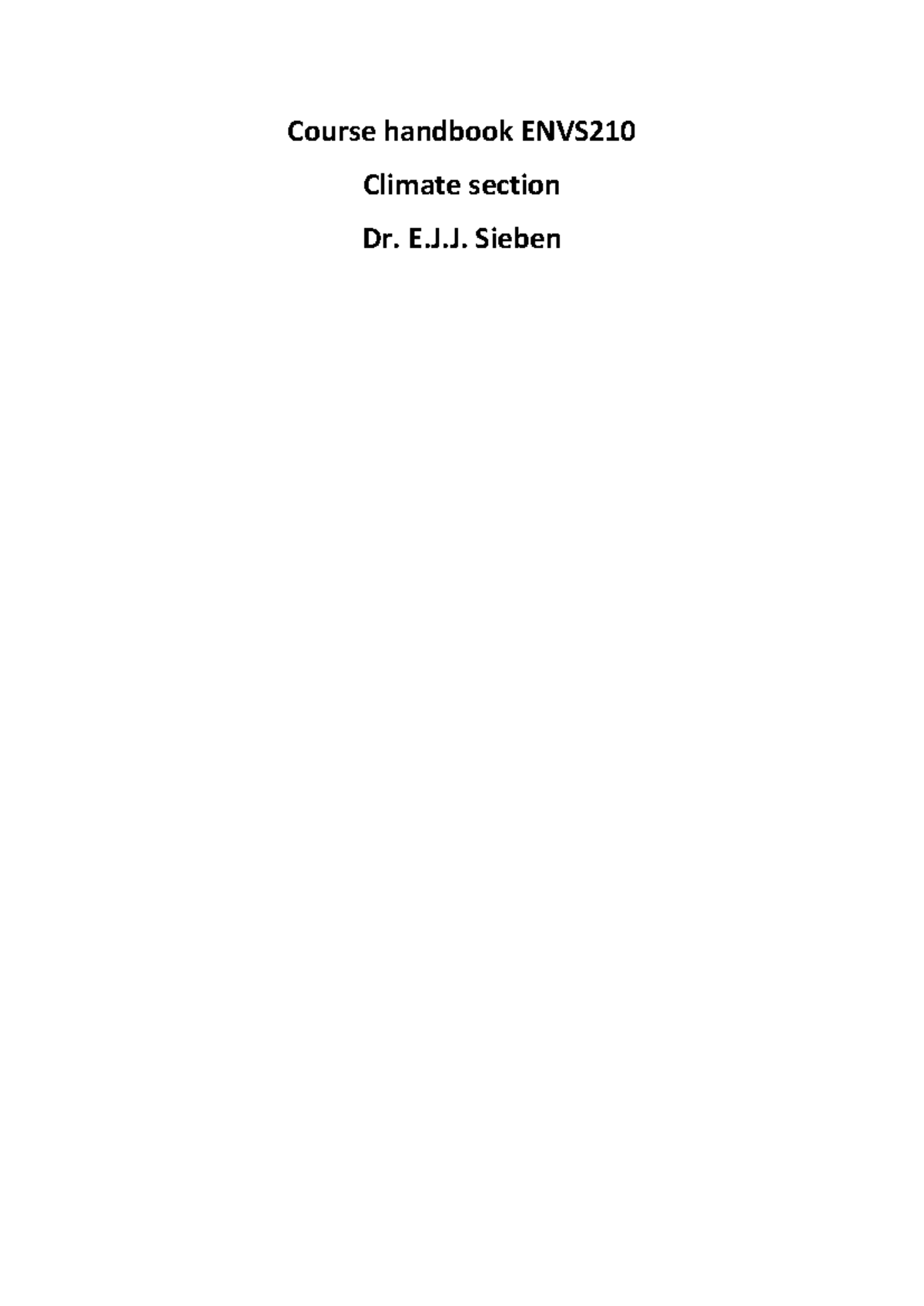 Course Handbook ENVS210: Climate Classification and Weather Dynamics ...