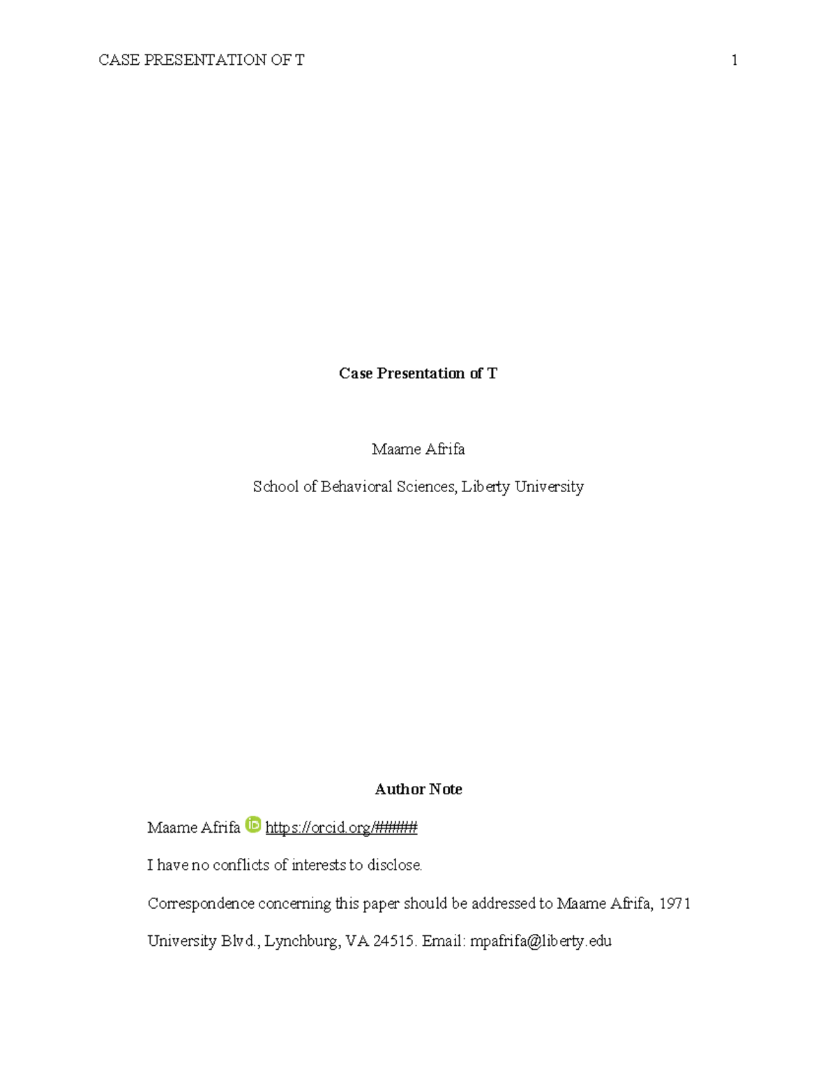 1st Client Case Presentation: T's Treatment Journey in Behavioral ...