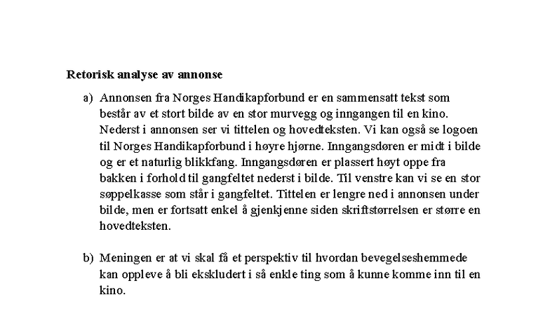 Fagdag Norsk - Retorisk Analyse av Annonse fra Norges Handikapforbund ...