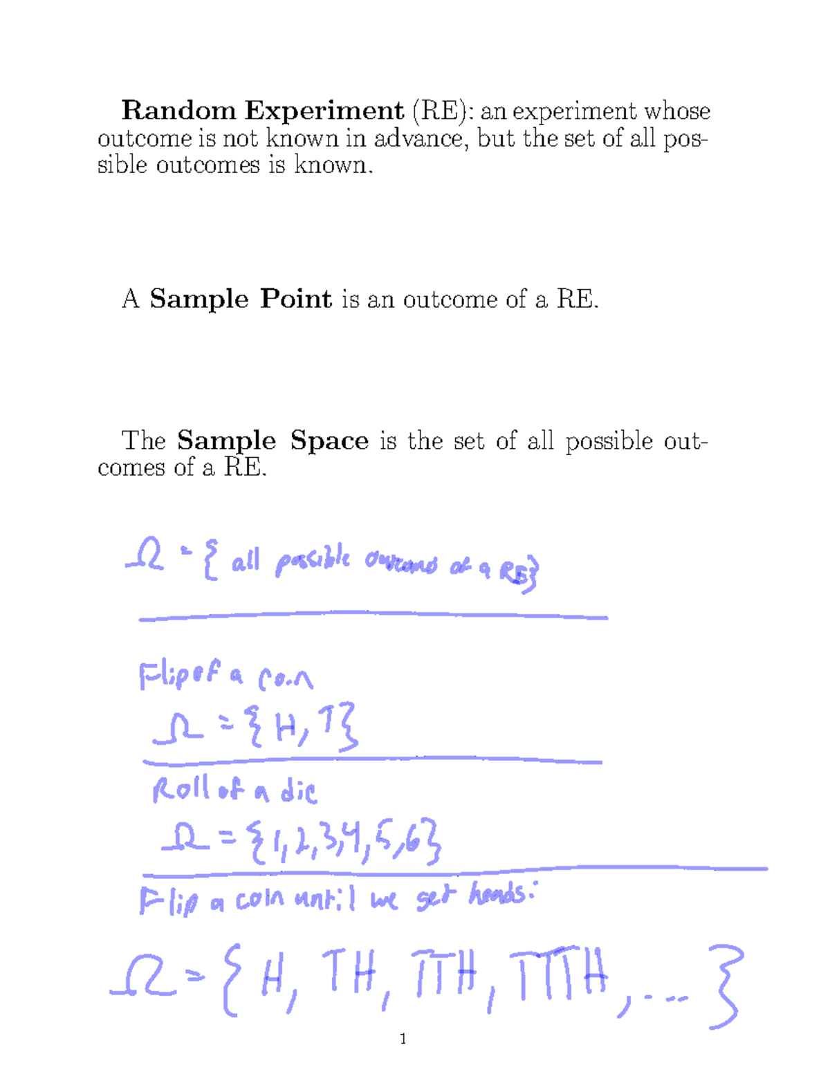 Lecture 18: Probability Concepts and Examples - Random Experiment (RE ...