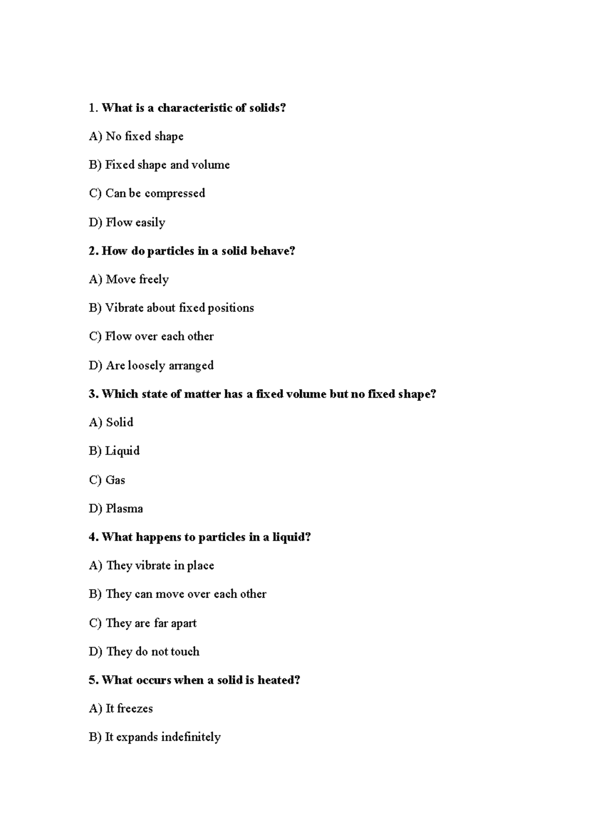 Chemistry - States of Matter: Key Concepts and Questions - Studocu