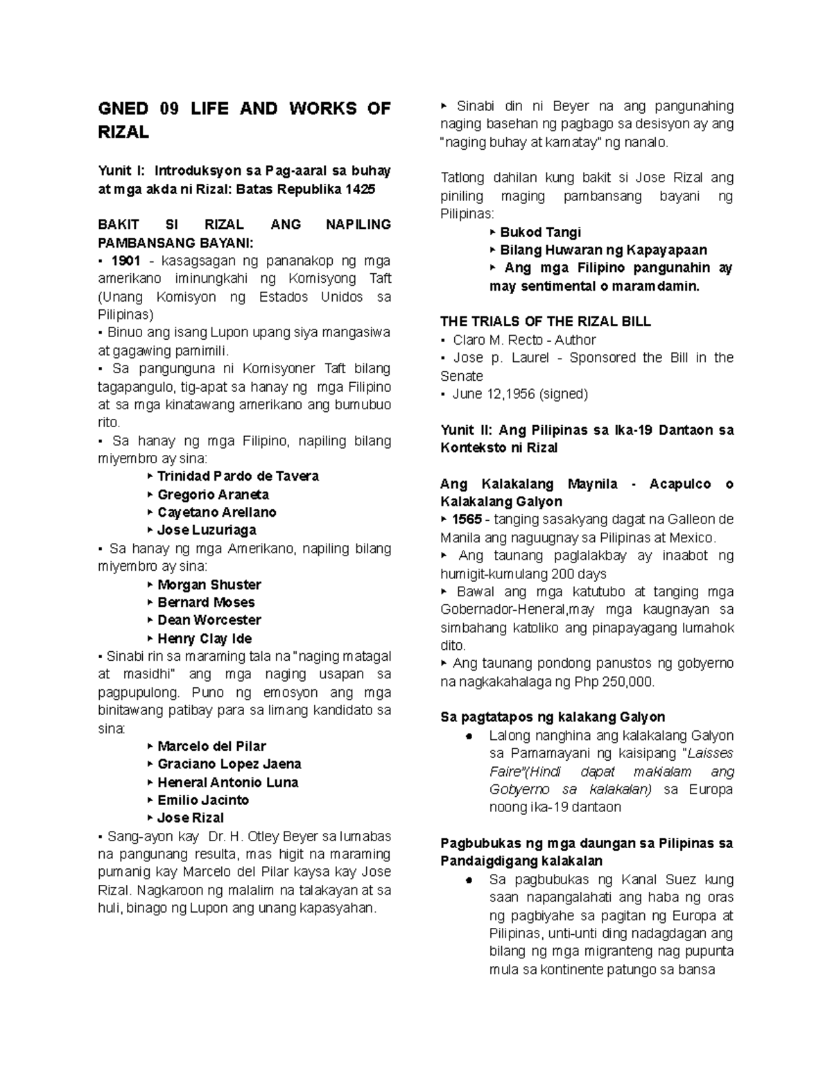 Medyo reviewer kay J - life and works of rizal - GNED 09 LIFE AND WORKS ...