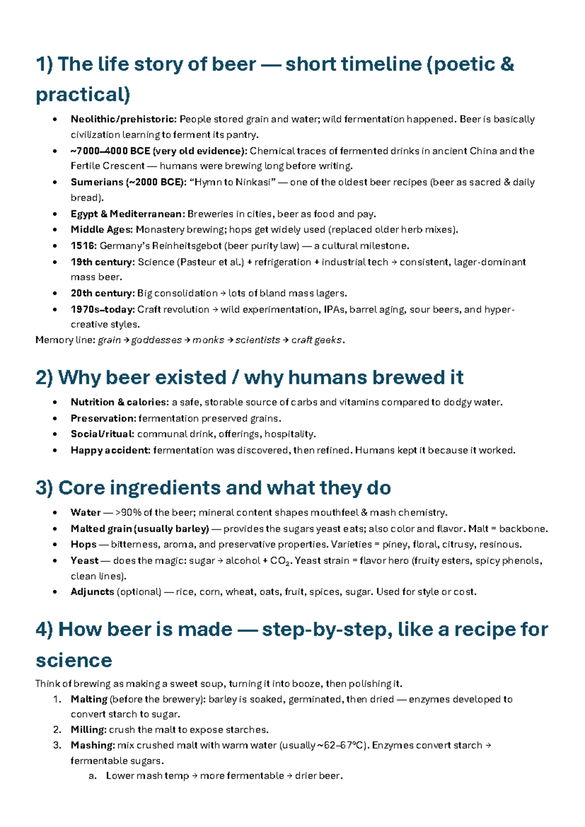 Beer History and Brewing Process: A Comprehensive Overview - Studocu