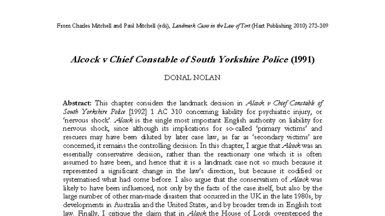 Alcock v Chief Constable of South Yorkshire Police: Landmark Case ...