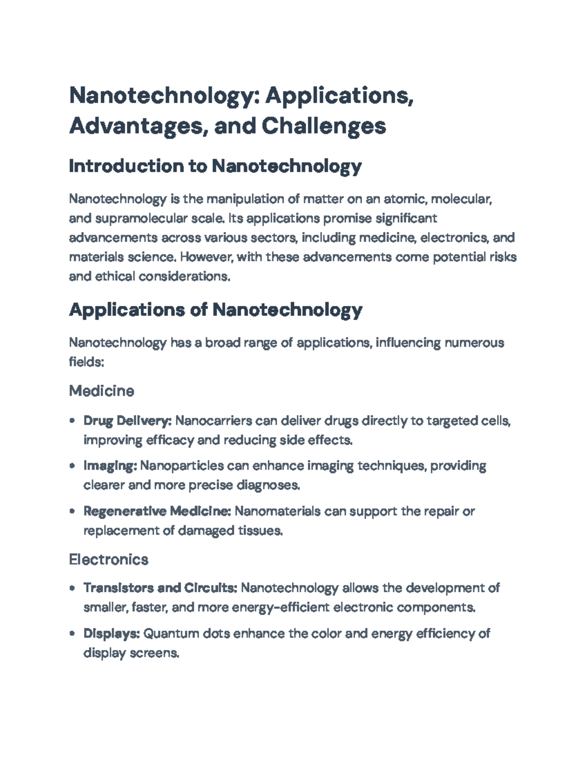 Nanotechnology: Applications, Benefits, and Challenges Overview ...