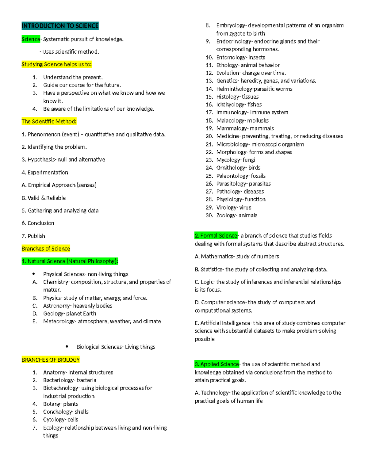 Introduction TO Science - INTRODUCTION TO SCIENCE Science- Systematic ...