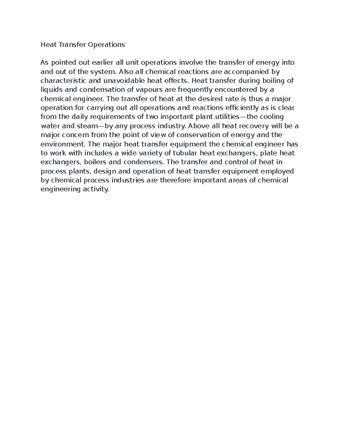 Heat Transfer Operations in Chemical Engineering (CHE) - Studocu