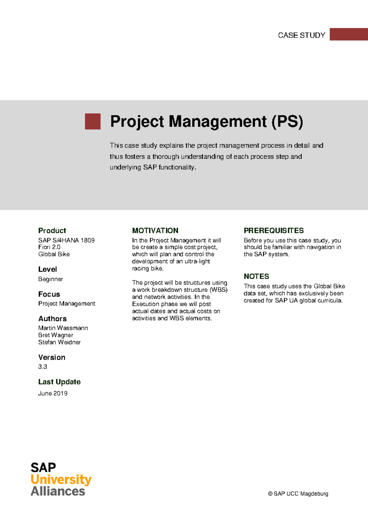 CASE STUDY Project Management (PS): Global Bike Project Overview - Studocu