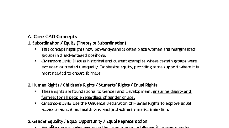 GAD Concepts - Key Theories and Classroom Applications - Studocu