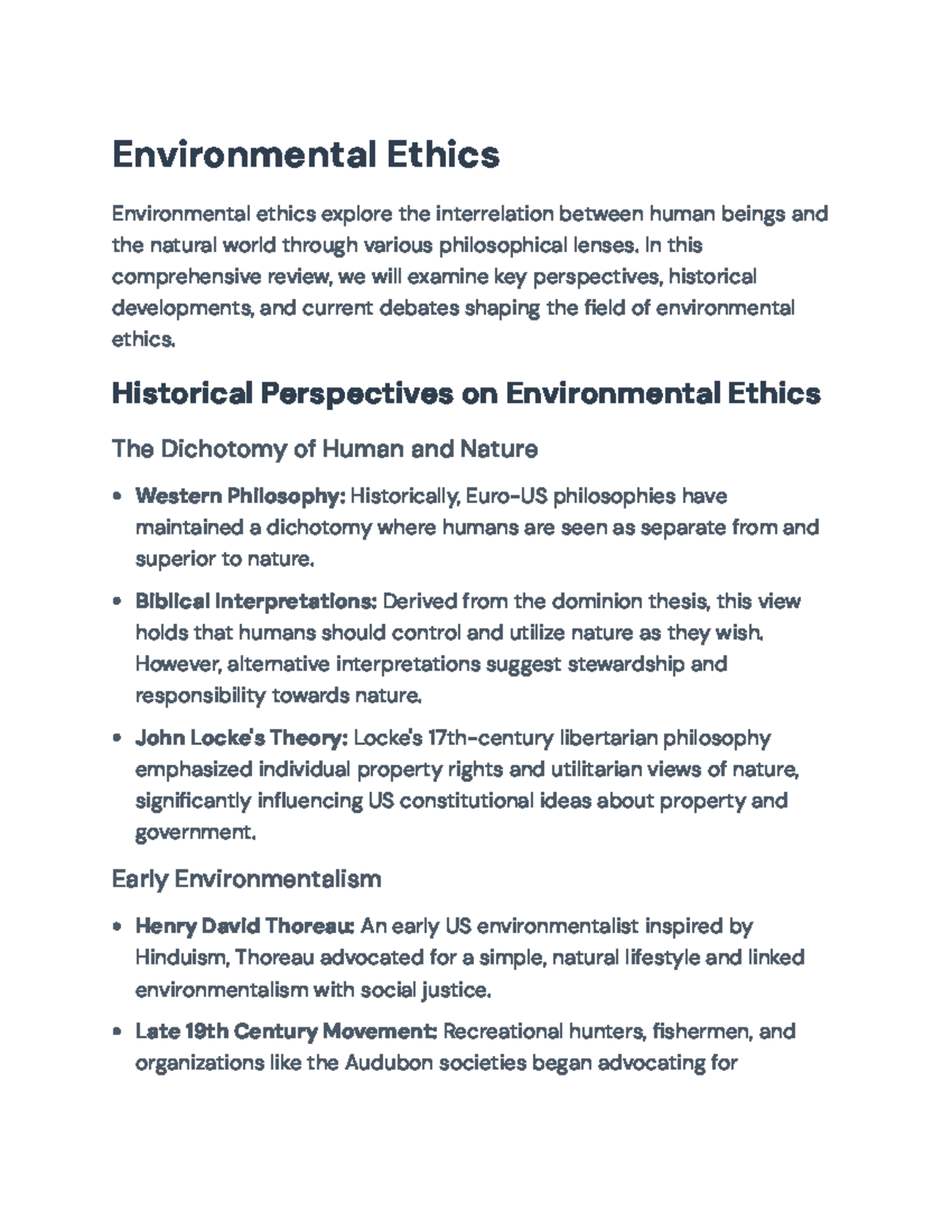 Environmental Ethics: Historical Perspectives and Evolving Debates ...
