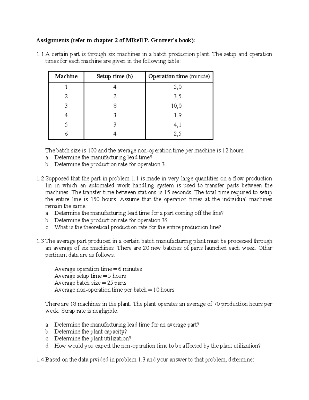 Assignments: Manufacturing Lead Time & Production Rates Analysis in ...