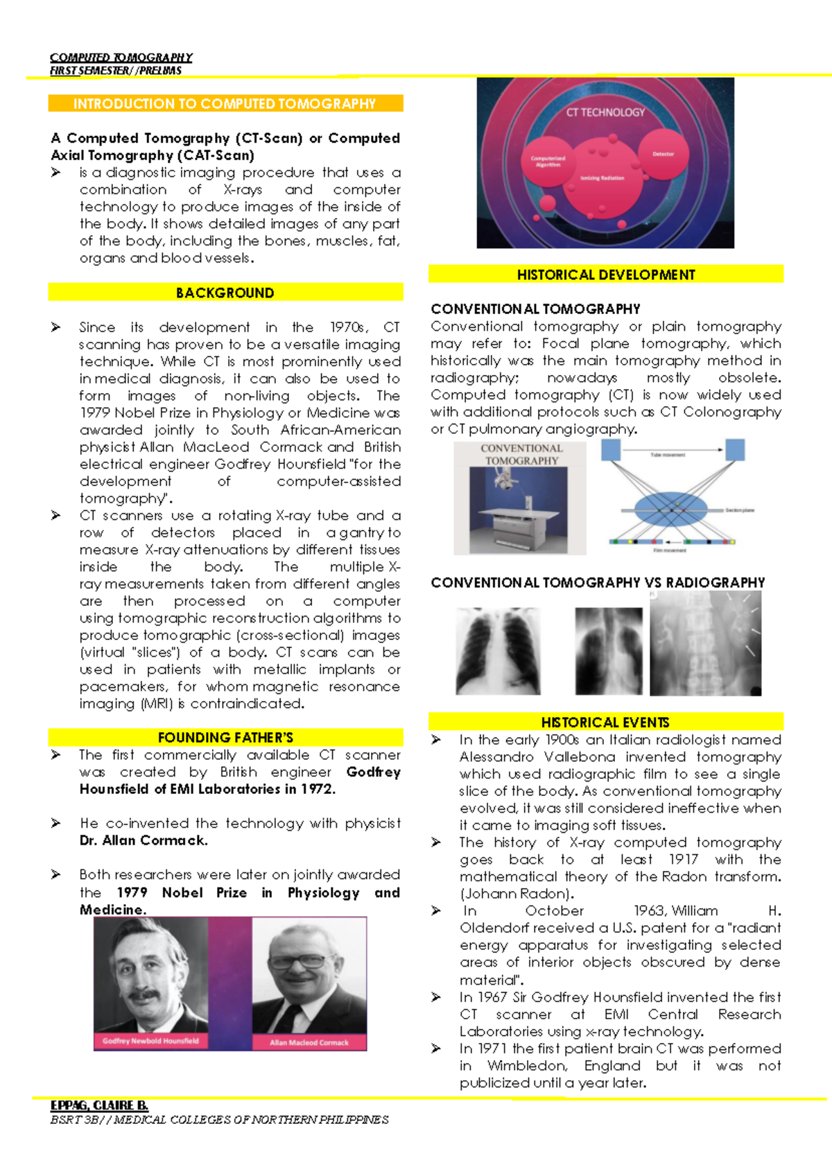 CT 1 - Introduction to Computed Tomography and Its History - Studocu