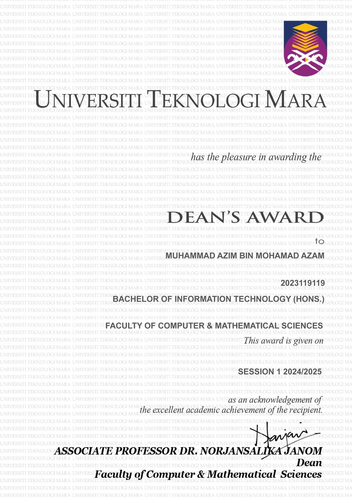 CDCS240 Muhammad AZIM BIN Mohamad AZAM - computer science - 2023119119 ...