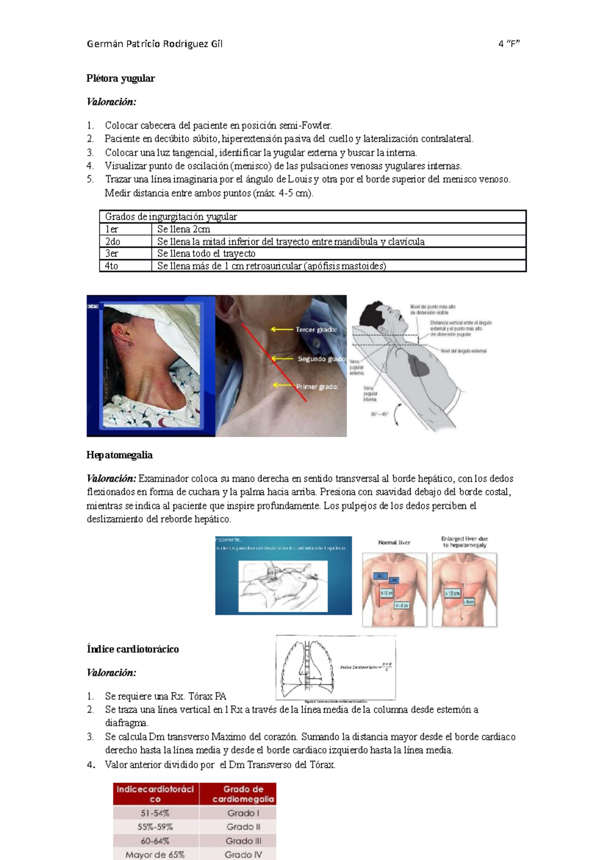Evaluación de Plétora Yugular y Hepatomegalia: Guía Clínica 4 “F” - Studocu