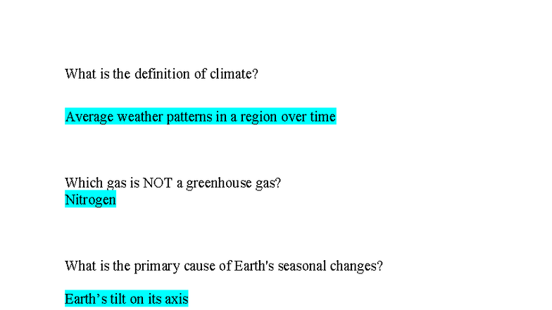 Climate Change Impacts and Solutions: Study Guide (ENV123) - Studocu