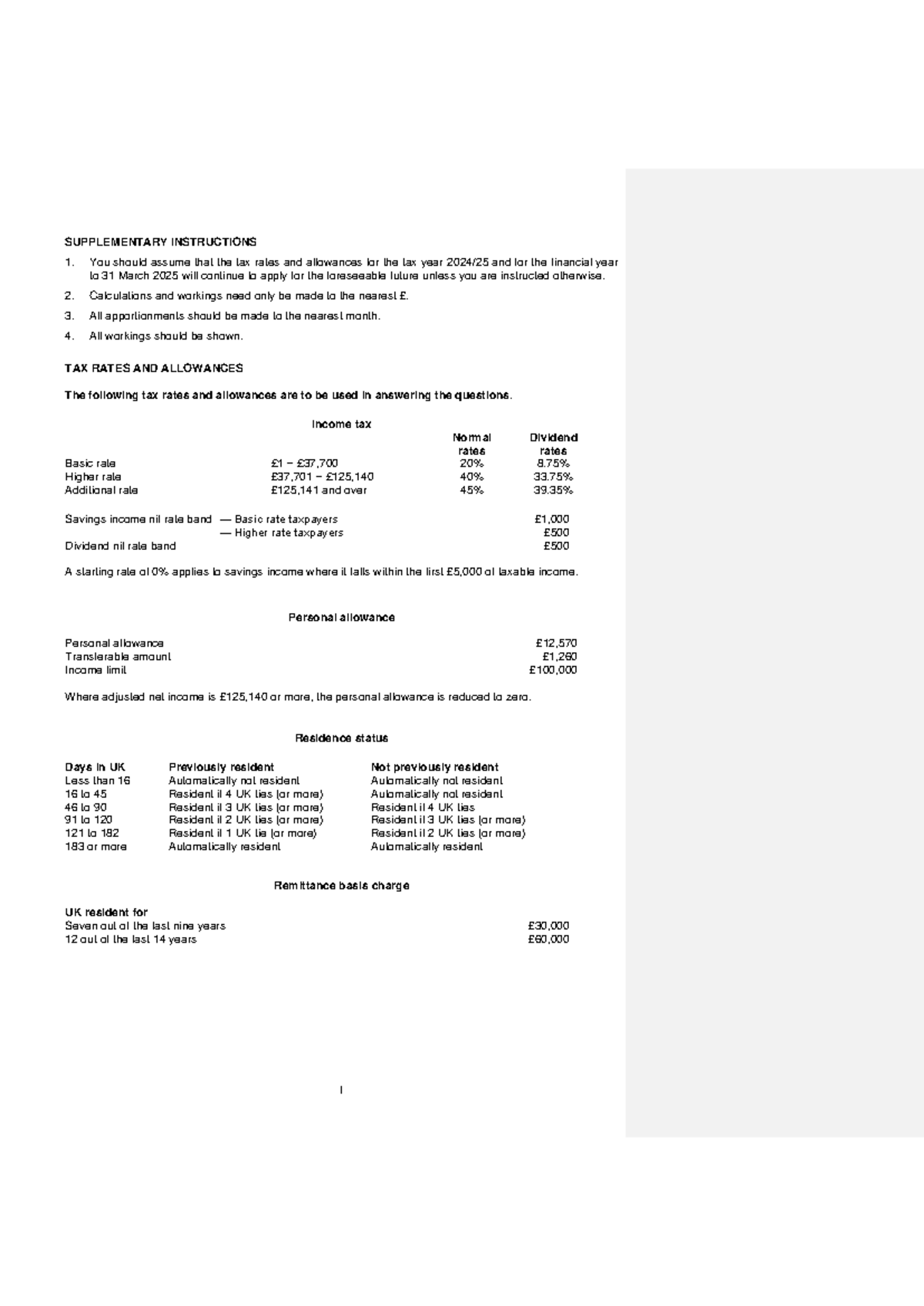 ATX UK J25-M26 Tax Tables & Allowances for FA2024 - Studocu