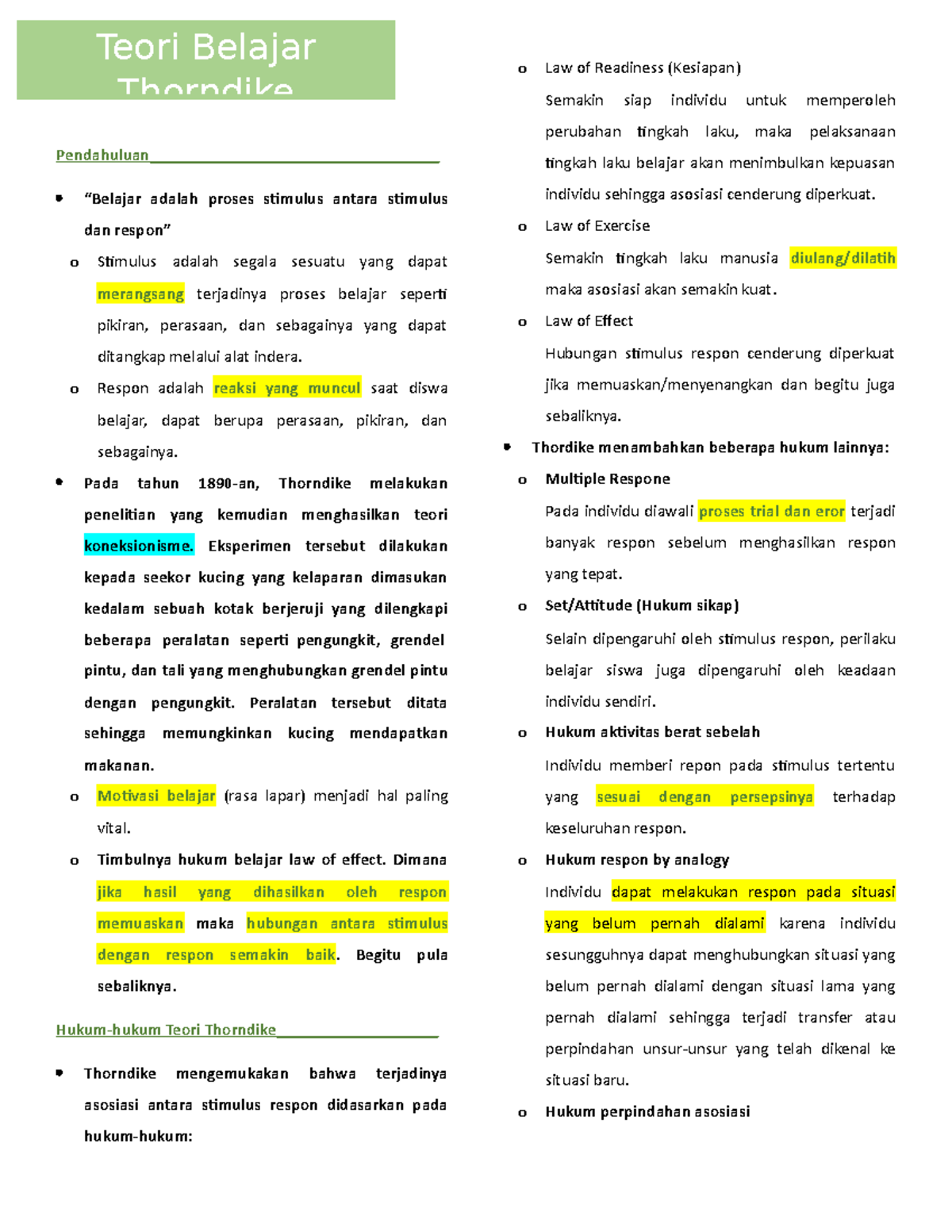 Teori Belajar dan Metode Dalam Pendidikan: PBM 101 - Studocu