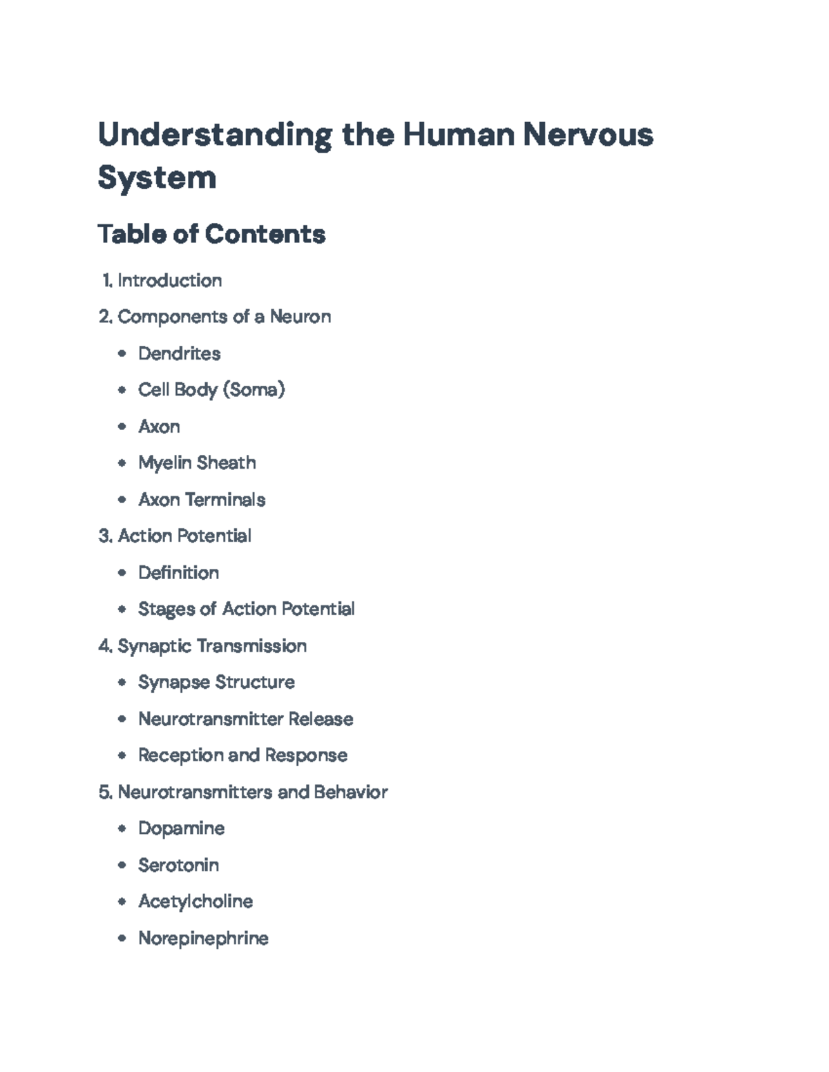 Understanding the Human Nervous System: Components and Functions - Understanding the Human ...