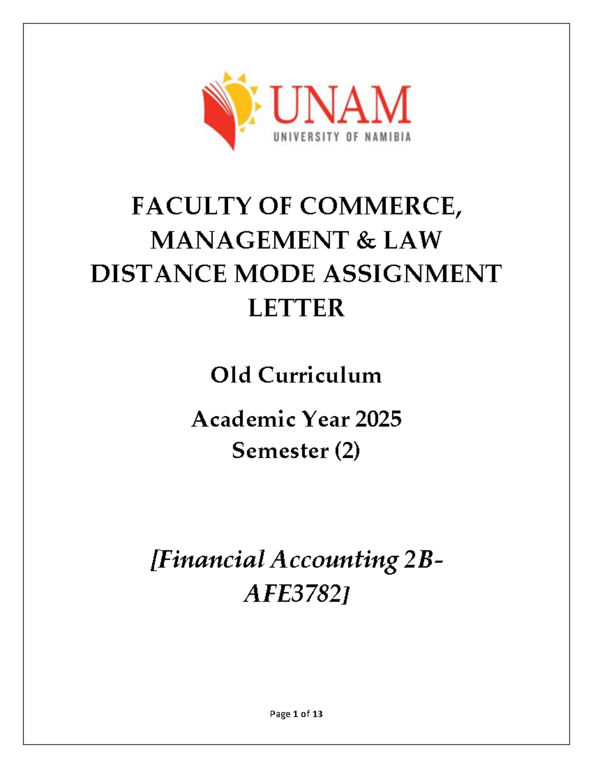 AFE3782 Assignment 2B Guidelines for 2025 Semester - Studocu
