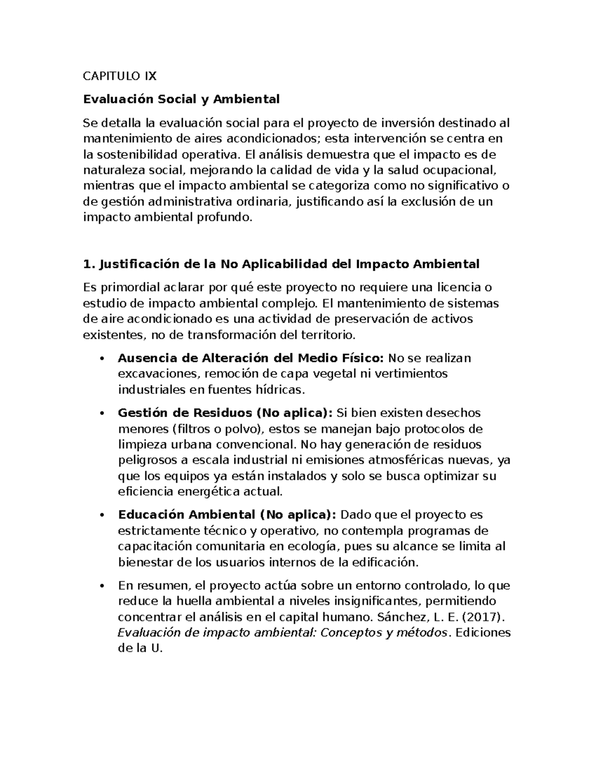CAP IX Evaluación Social y Ambiental de Proyectos de Inversión - Studocu