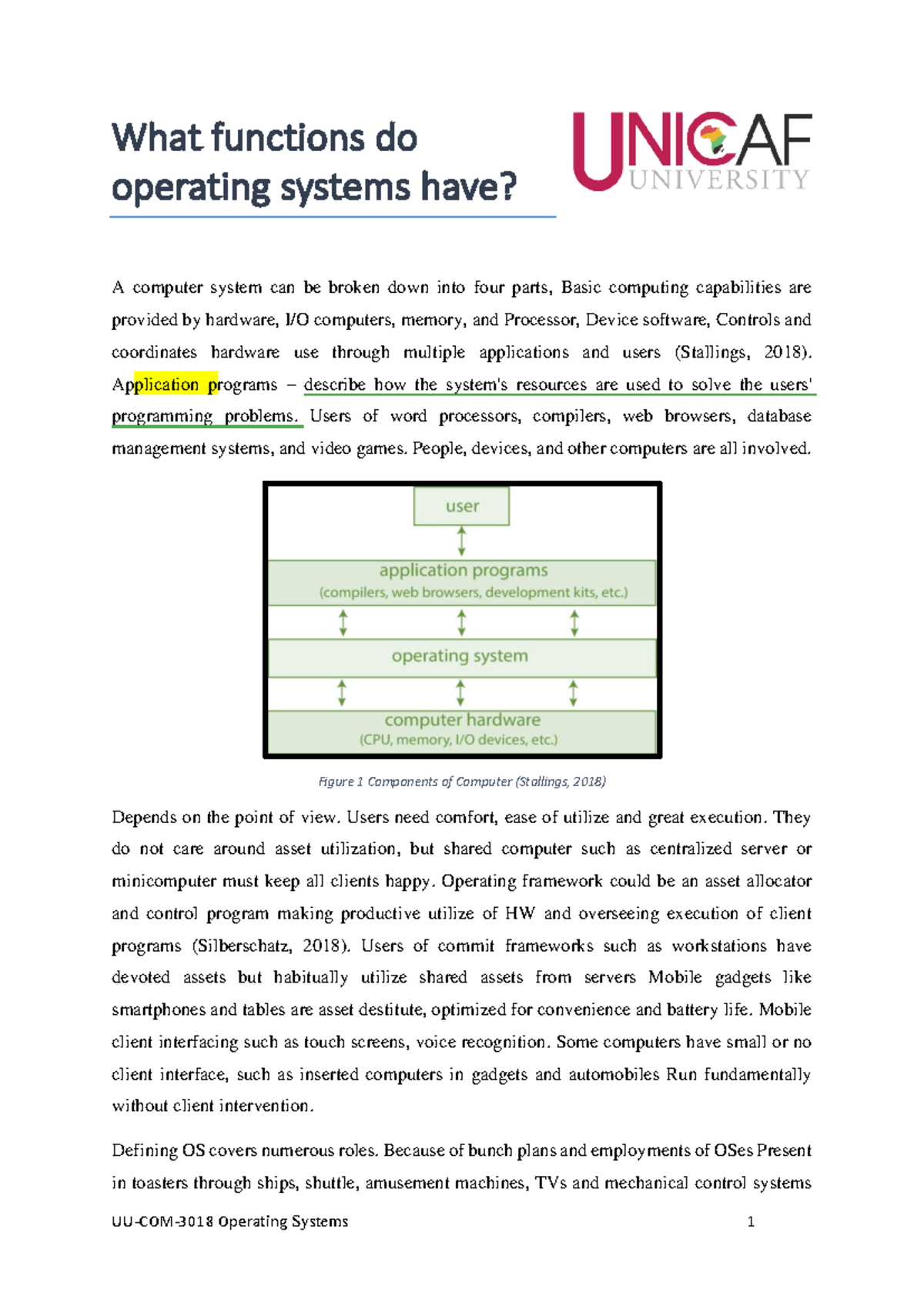 Functions of Operating Systems: An In-Depth Analysis (CS 300) - Studocu