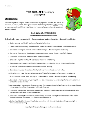 AP Psych Unit VI Outline - Module 26 How do we learn Learning - The ...
