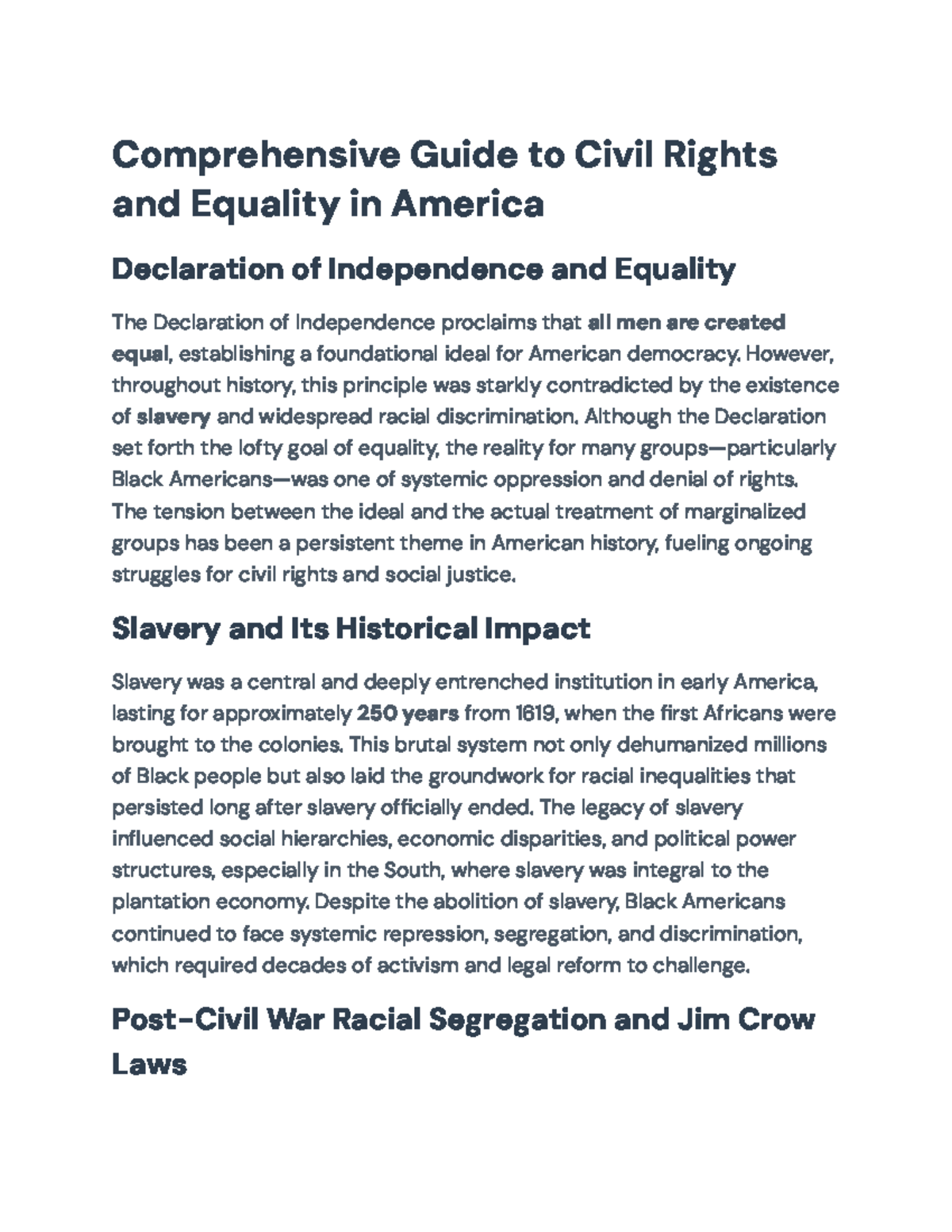 Comprehensive Overview of Civil Rights and Equality in America ...