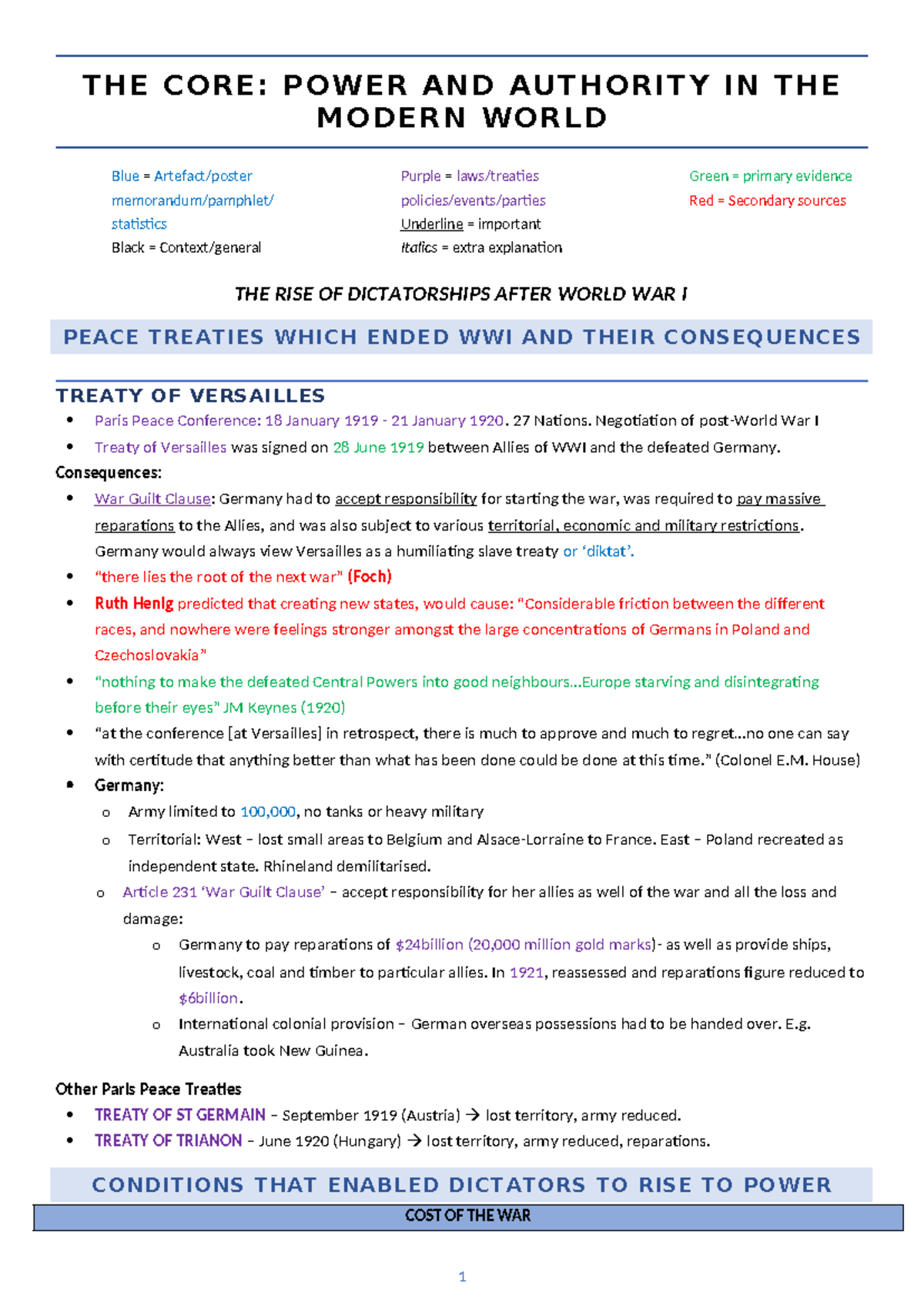 Power and Authority Notes - THE CORE: POWER AND AUTHORITY IN THE MODERN ...