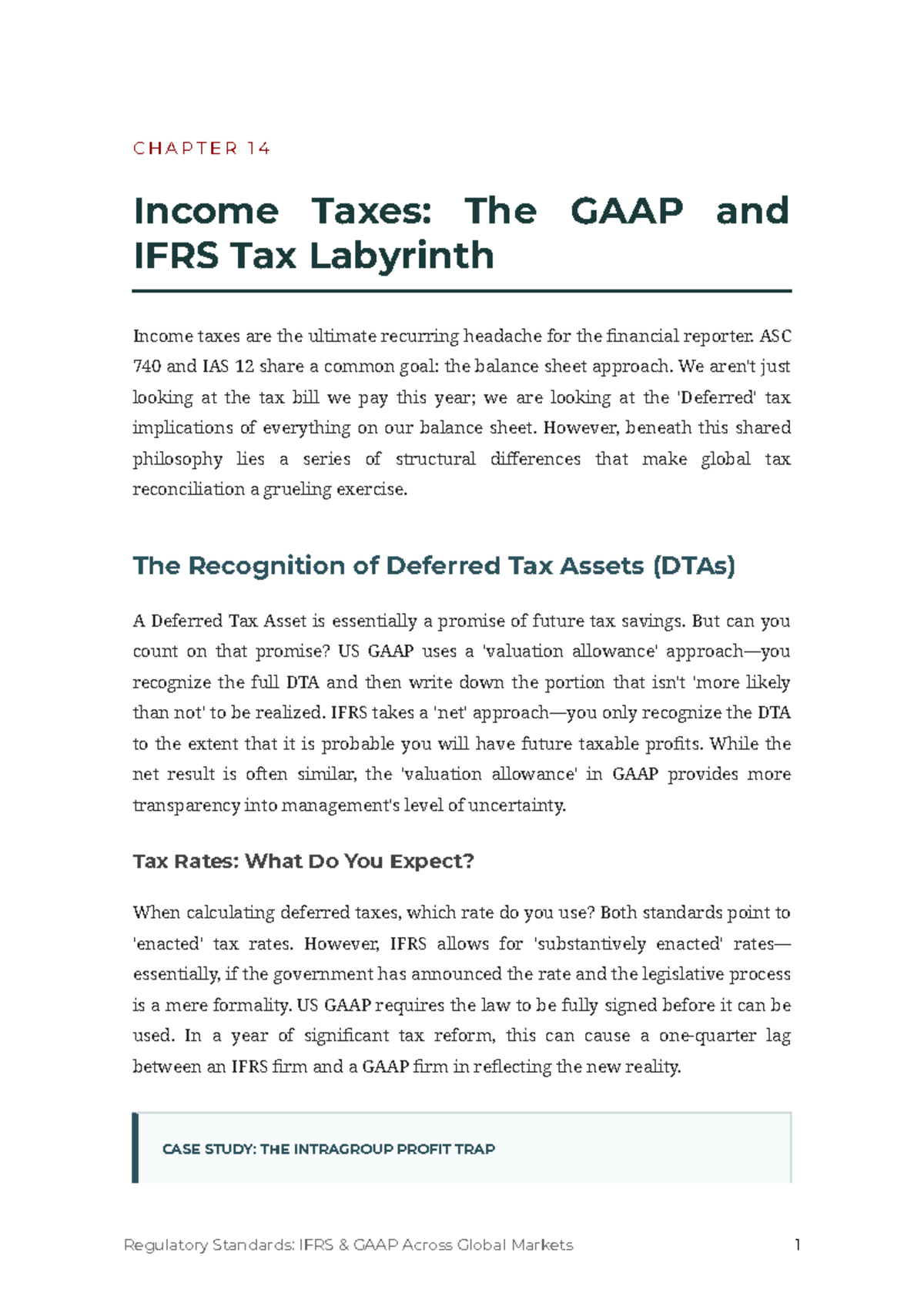 CHAPTER 14: Income Taxes Under GAAP & IFRS - A Comparative Study - Studocu