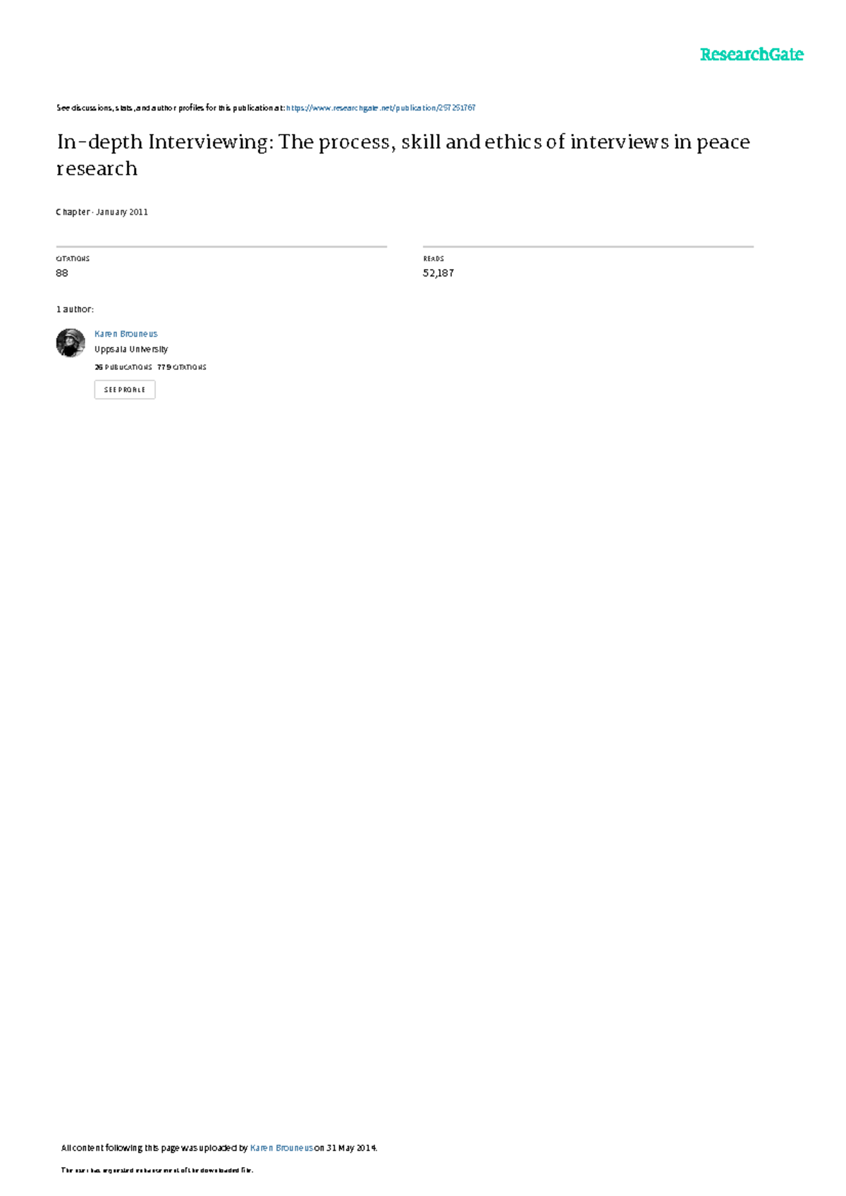 In-Depth Interviewing (Final Exam): Process, Skills, and Ethics in ...
