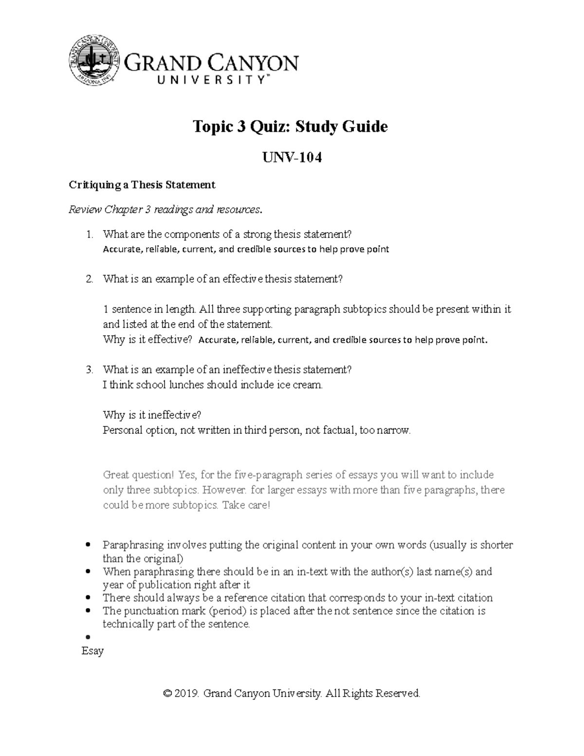 UNV-104 Topic 3 Quiz Study Guide - Topic 3 Quiz: Study Guide UNV ...