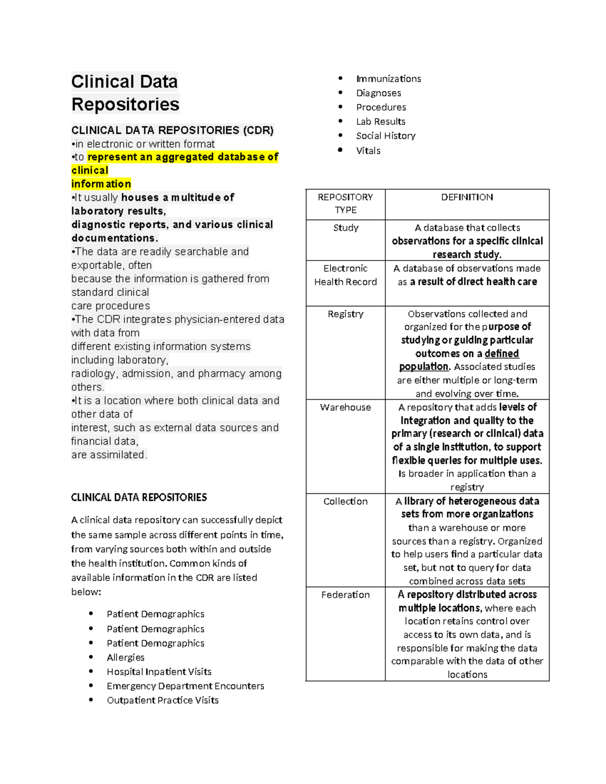Clinical Data Repositories: Ethical, Privacy, and Security ...