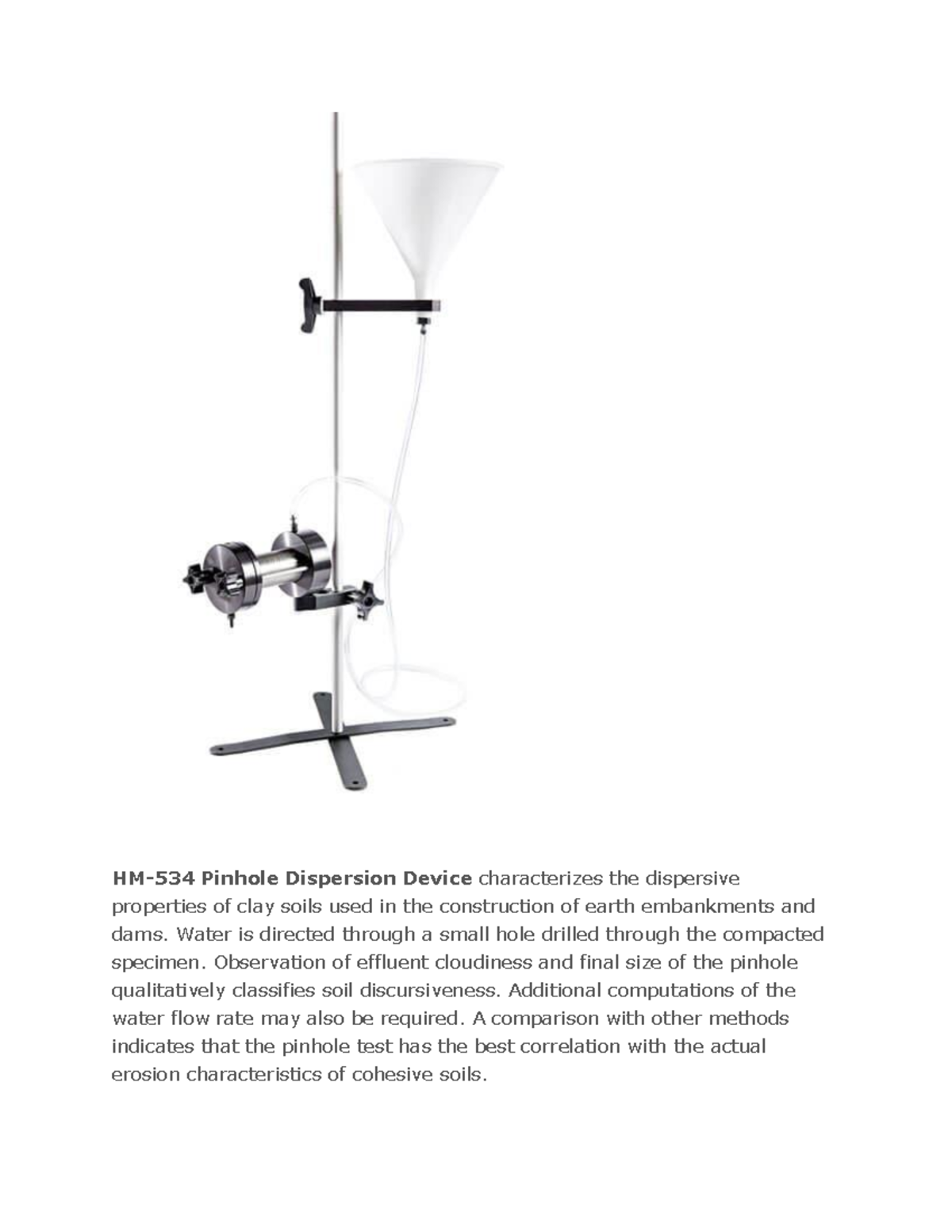 HM534 Pinhole Dispersion Device: Characterization of Clay Soils - Studocu
