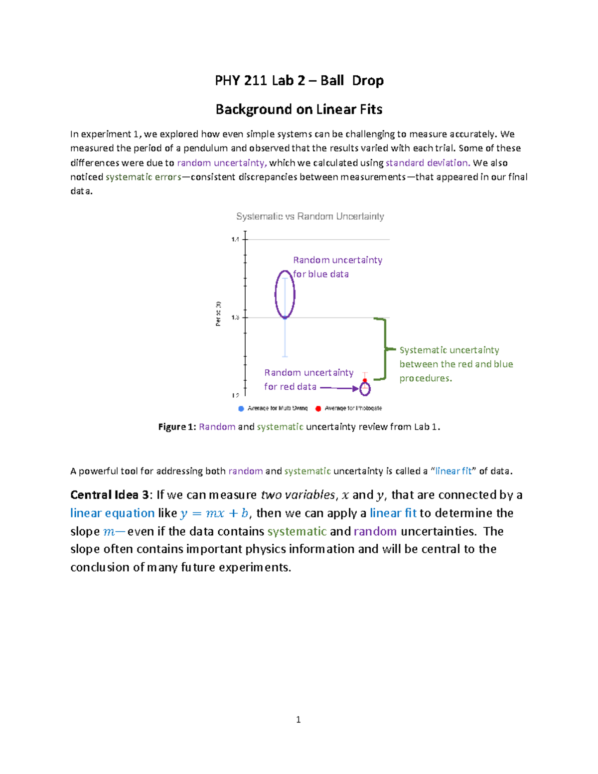 PHY 211 Lab 2: Ball Drop Experiment and Linear Fit Analysis - Studocu