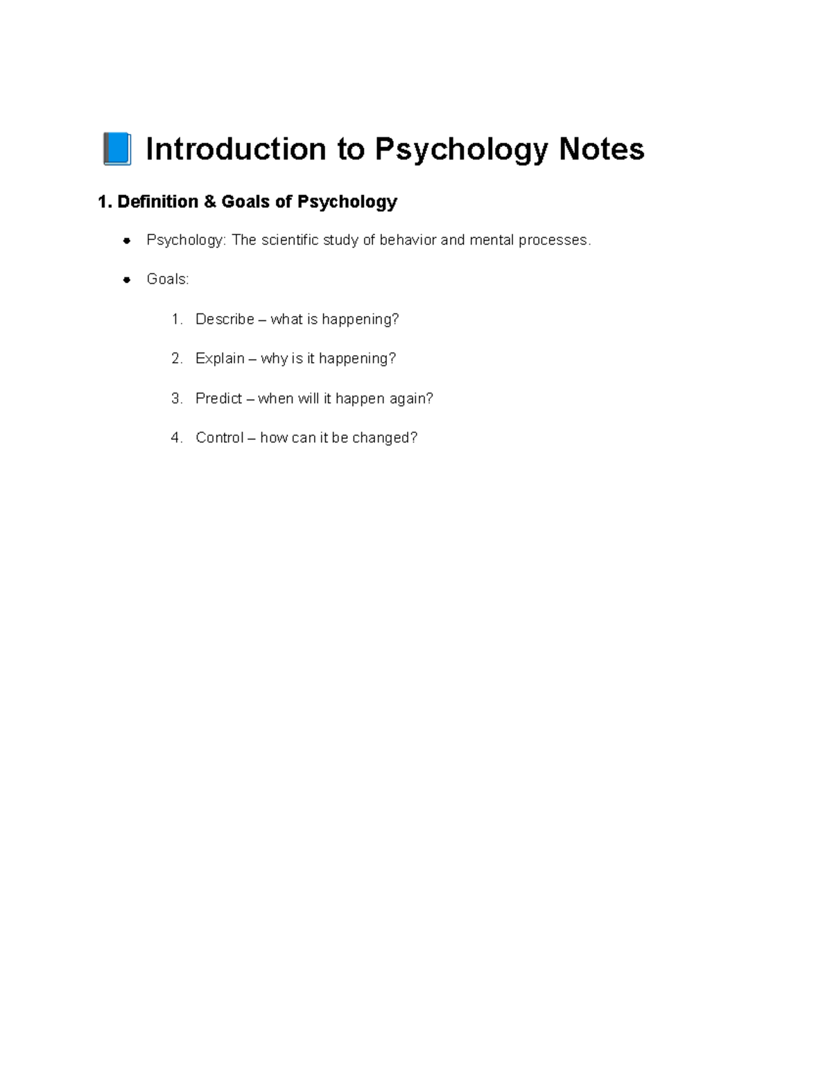 Psych - intro to psychology - 📘 Introduction to Psychology Notes 1 ...