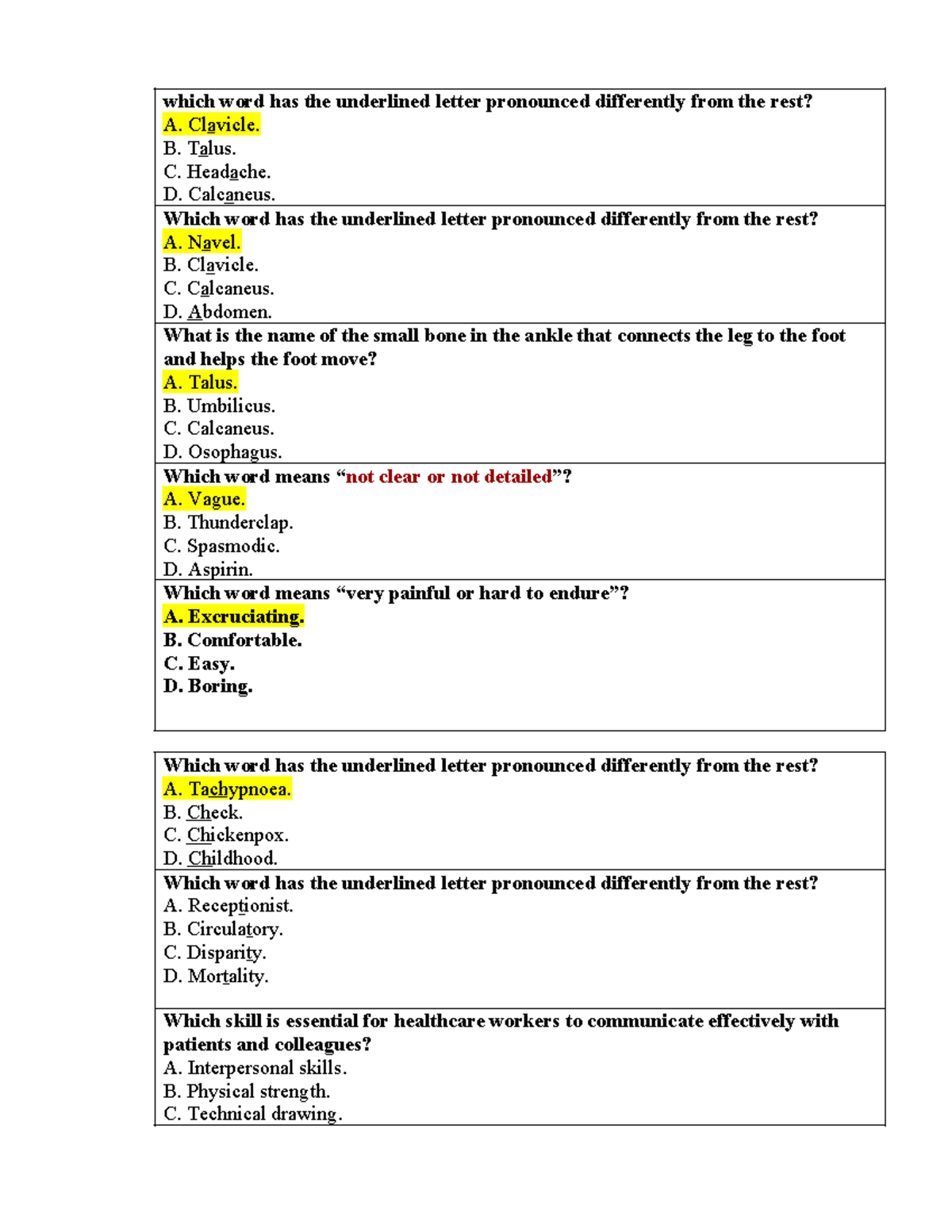 Tacn1 - Medical Terminology Quiz and Case Studies - Studocu