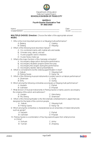 Mapeh - FOR SUMMARIES - MAPEH FEB 14 3: Examples of Common Conditions 1 ...