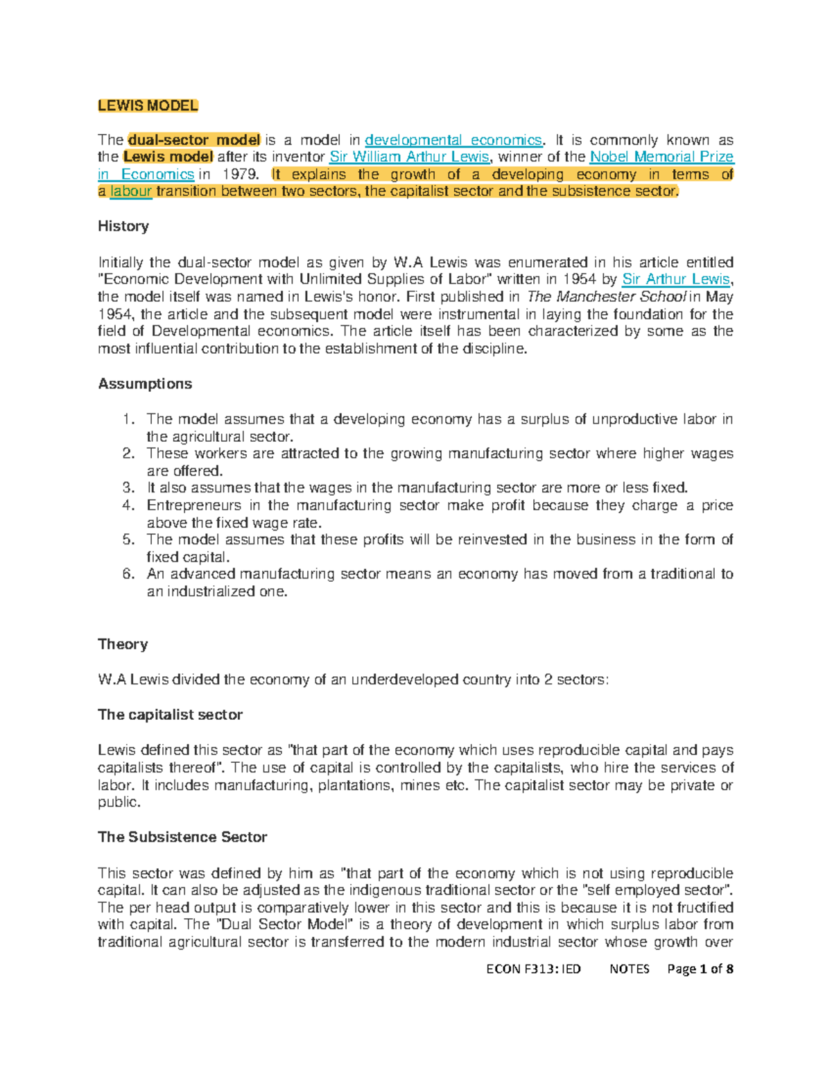 LEWIS MODEL OF GROWTH & DEVELOPMENT: A STUDY OF DUAL-SECTOR ECONOMICS ...