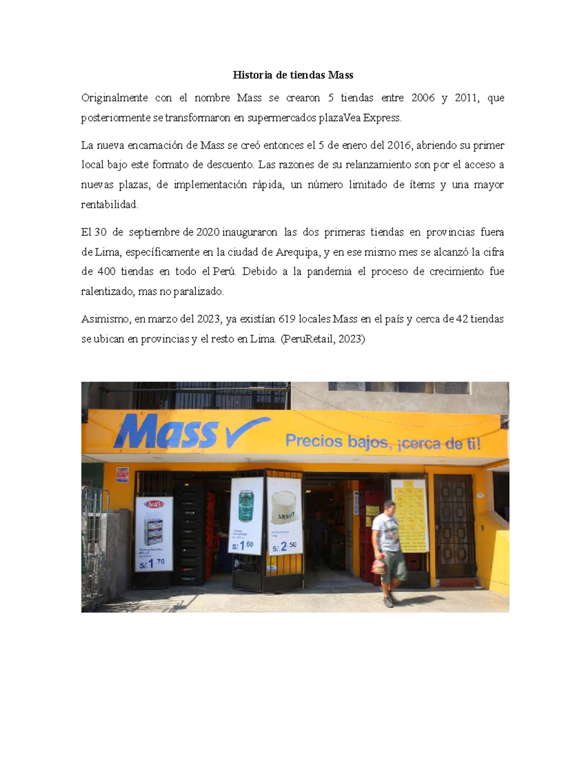 Historia y evolución de tiendas Mass en Perú (2006-2023) - Studocu