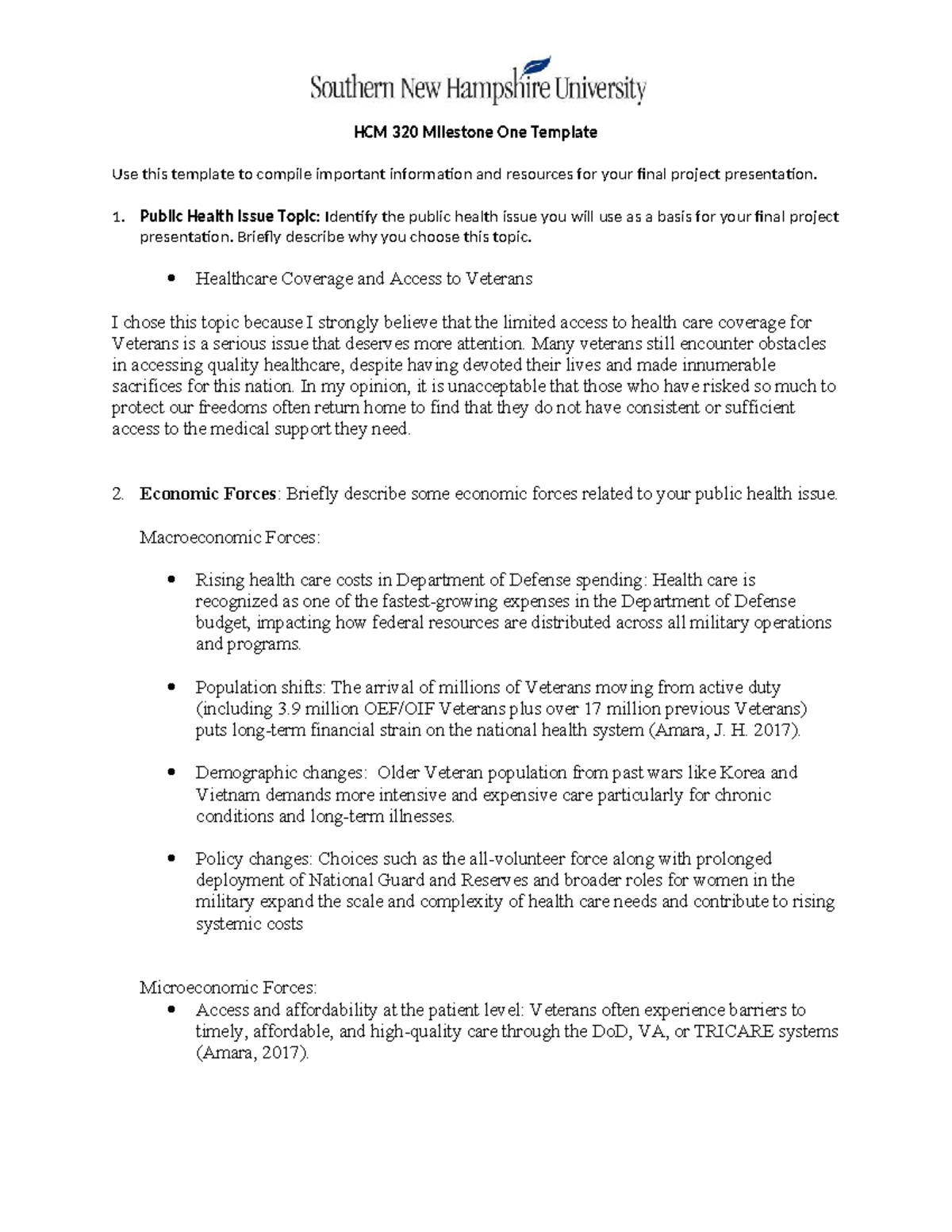 HCM 320 Final Project Template: Public Health Issues & Economic Forces ...