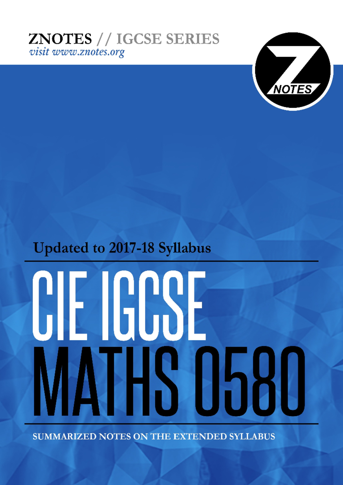 Cie igcse o level maths 0580 complete Z notes - TABLE OF CONTENTS 2 ...