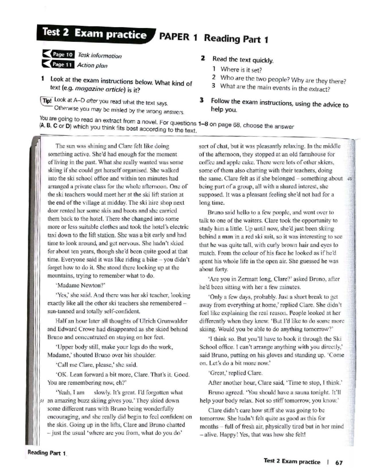 Test 2 Exam Practice: Reading Part 1 Analysis and Strategies - Studocu