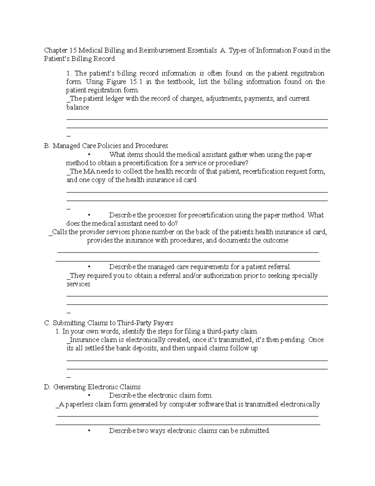 MOA115 Week 5 Assignment: Medical Billing Insights and Processes - Studocu